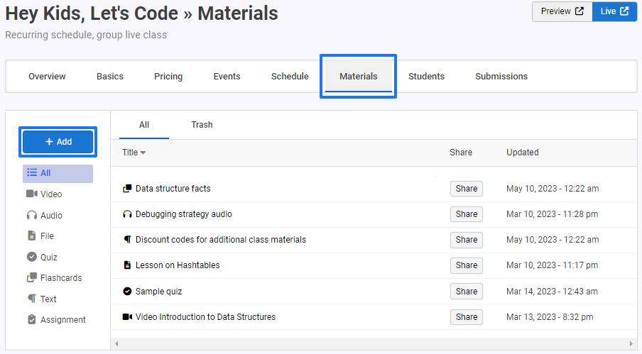 Material of a Live Class – LearnDesk