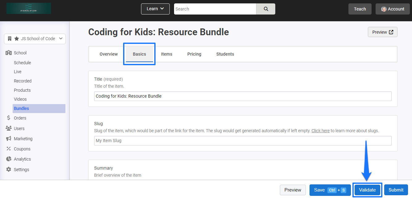 Submitting a Bundle – LearnDesk