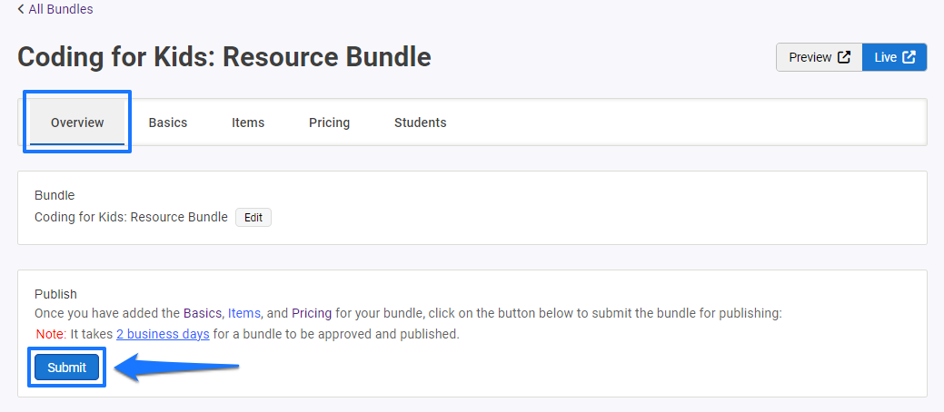 Submitting a Bundle – LearnDesk